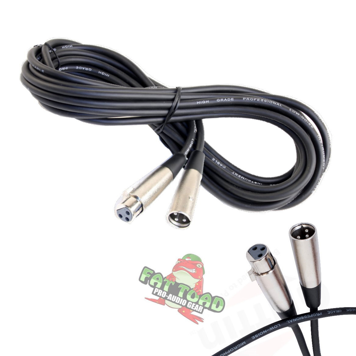 XLR Microphone Cable 20FT - Fat Toad Wire Cord Female Male 3 Pin ...