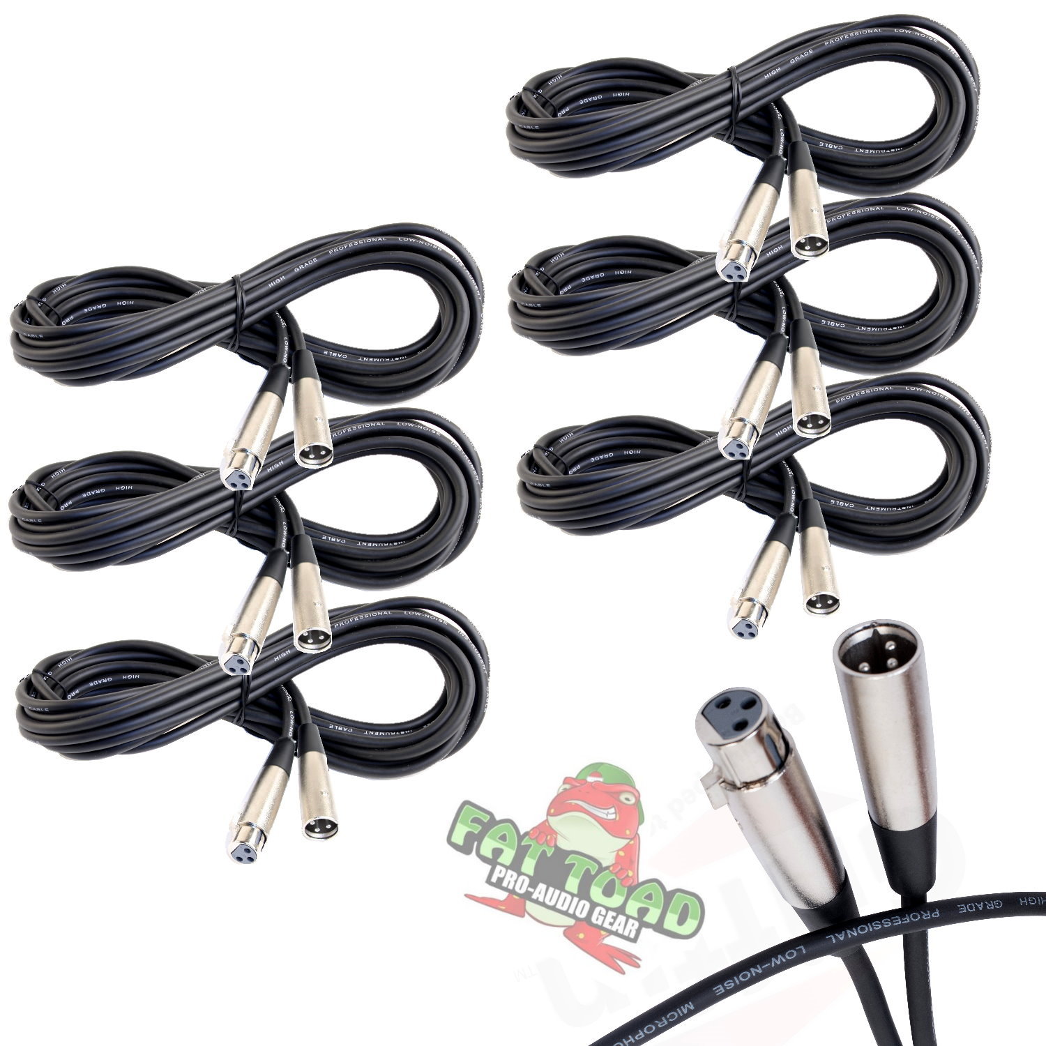 XLR Microphone Cables 6 Pack - 20Ft Wire Mic Cord Studio Patch Mixer ...